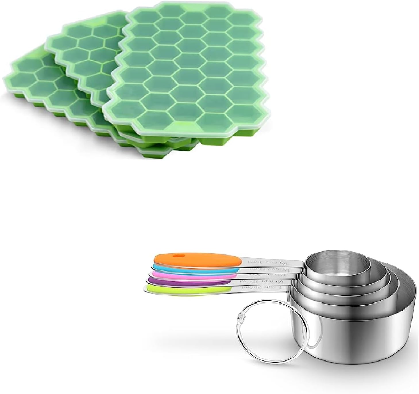 Ice Cube Trays for Freezer with Lid-3 Packs Silicone Ice Cube Tray ...