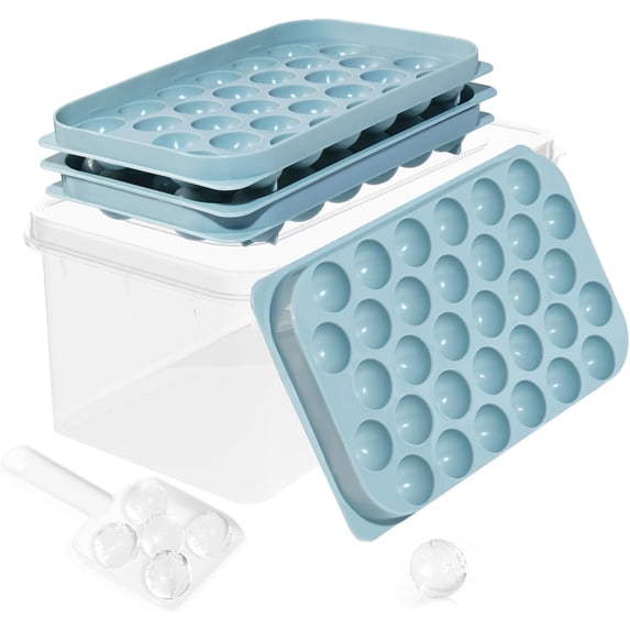Ice Cube Trays with Lid and Bin, 0.8 IN Small Round Ice Cube Mold ...