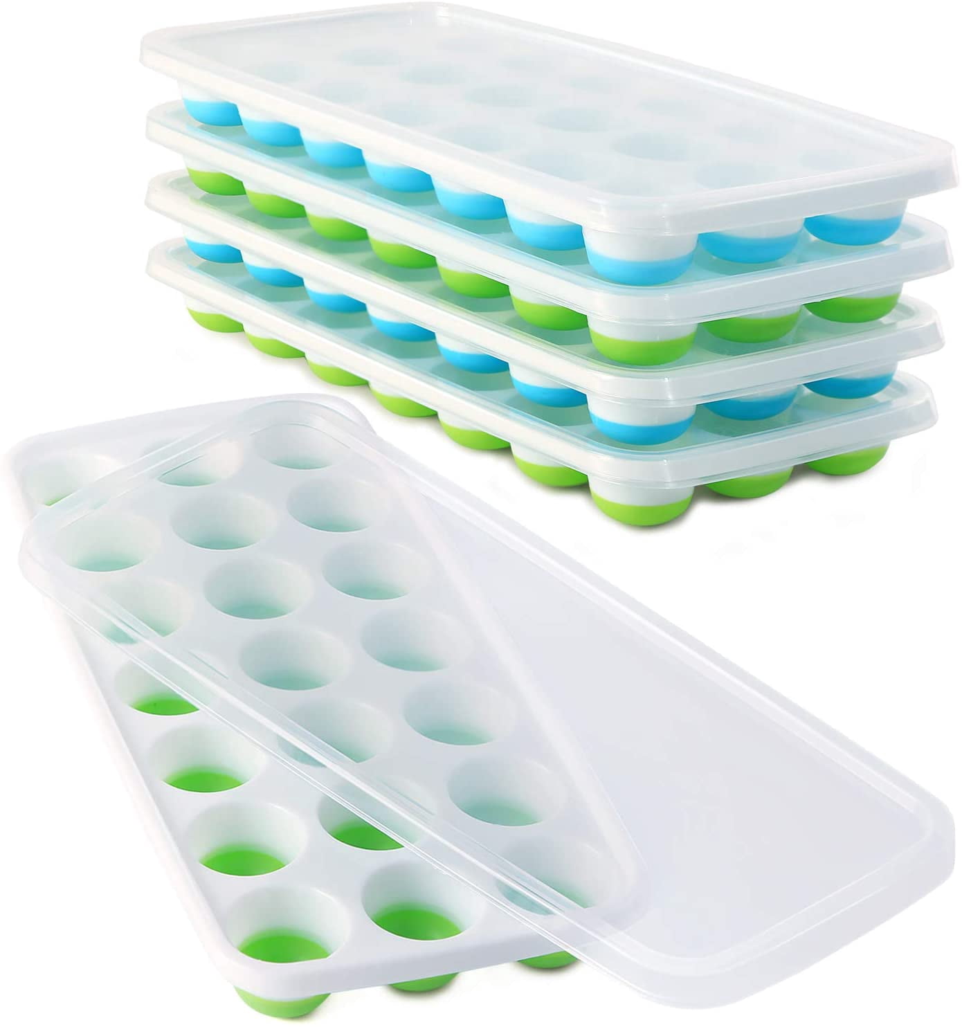 Ice Cube Trays with Lids BPA Free, 4 Pack Easy Release Silicone Ice ...