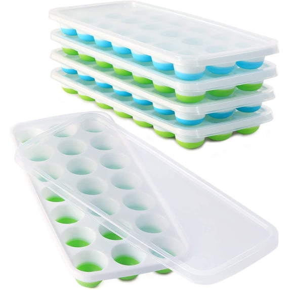 Ice Cube Trays with Lids BPA Free, 4 Pack Easy Release Silicone Ice Cube Trays for Freezer 84 ...
