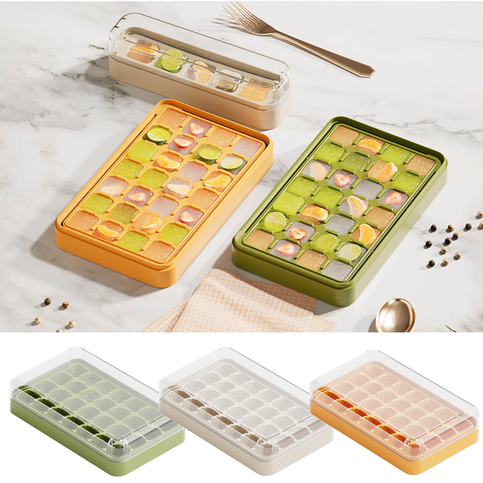 Ice Cube Trays,Silicone Ice Cubes Tray Maker with Spill-Resistant ...