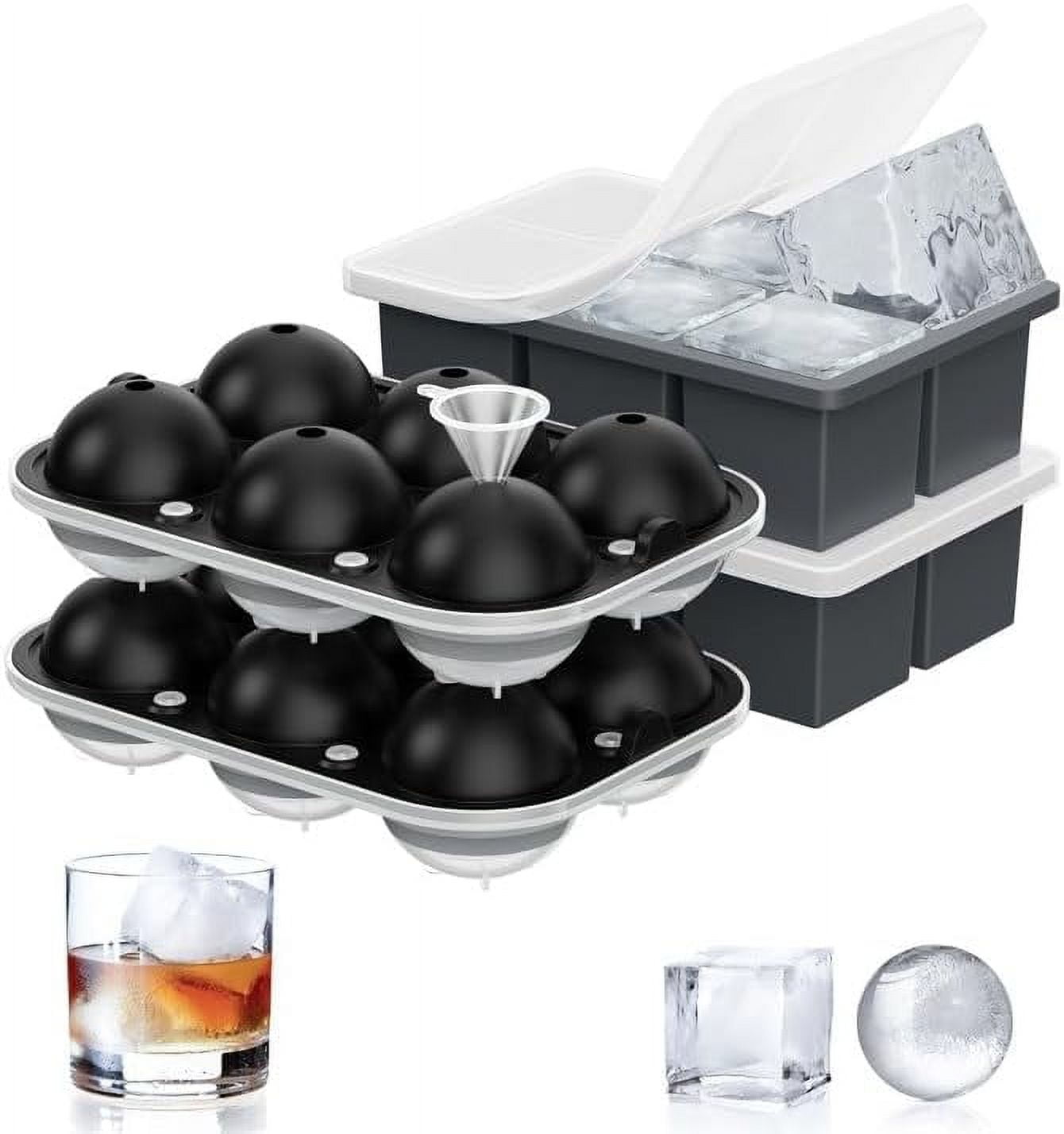 Ice Cube Trays , Sphere Ice Ball Maker with Lid & Large Square Ice Cube ...