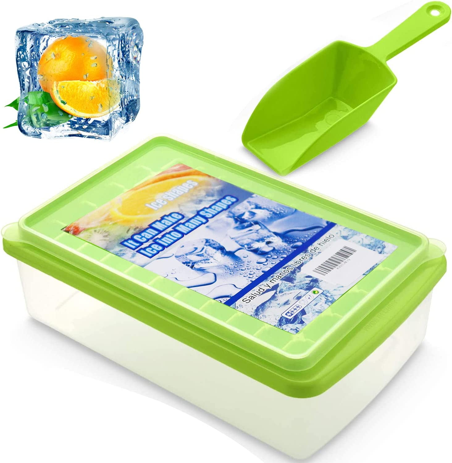 Ice Cube ray, 55 Grids Ice ray wih Bin, BPA Food Grade Ice rays for zer ...