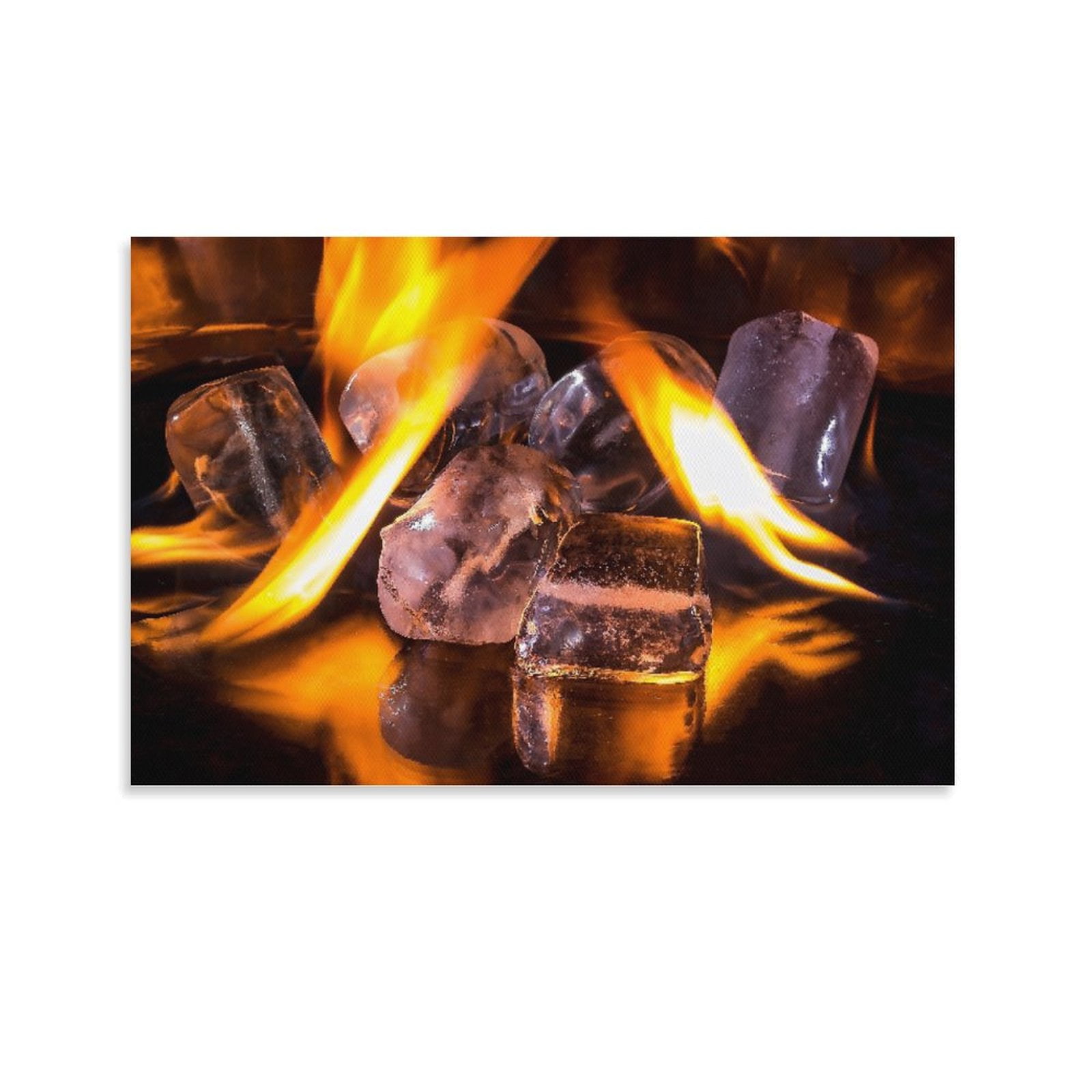 Ice Cubes Fire Flame Burn Hot Canvas Art Poster And Wall Art Picture ...