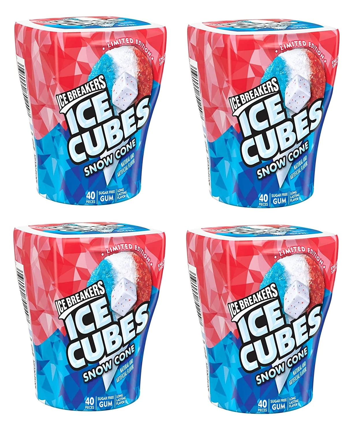 Ice Cubes, Limited Edition Snow Cone Sugar Gum, 3.24 Ounce, 40 Pieces ...