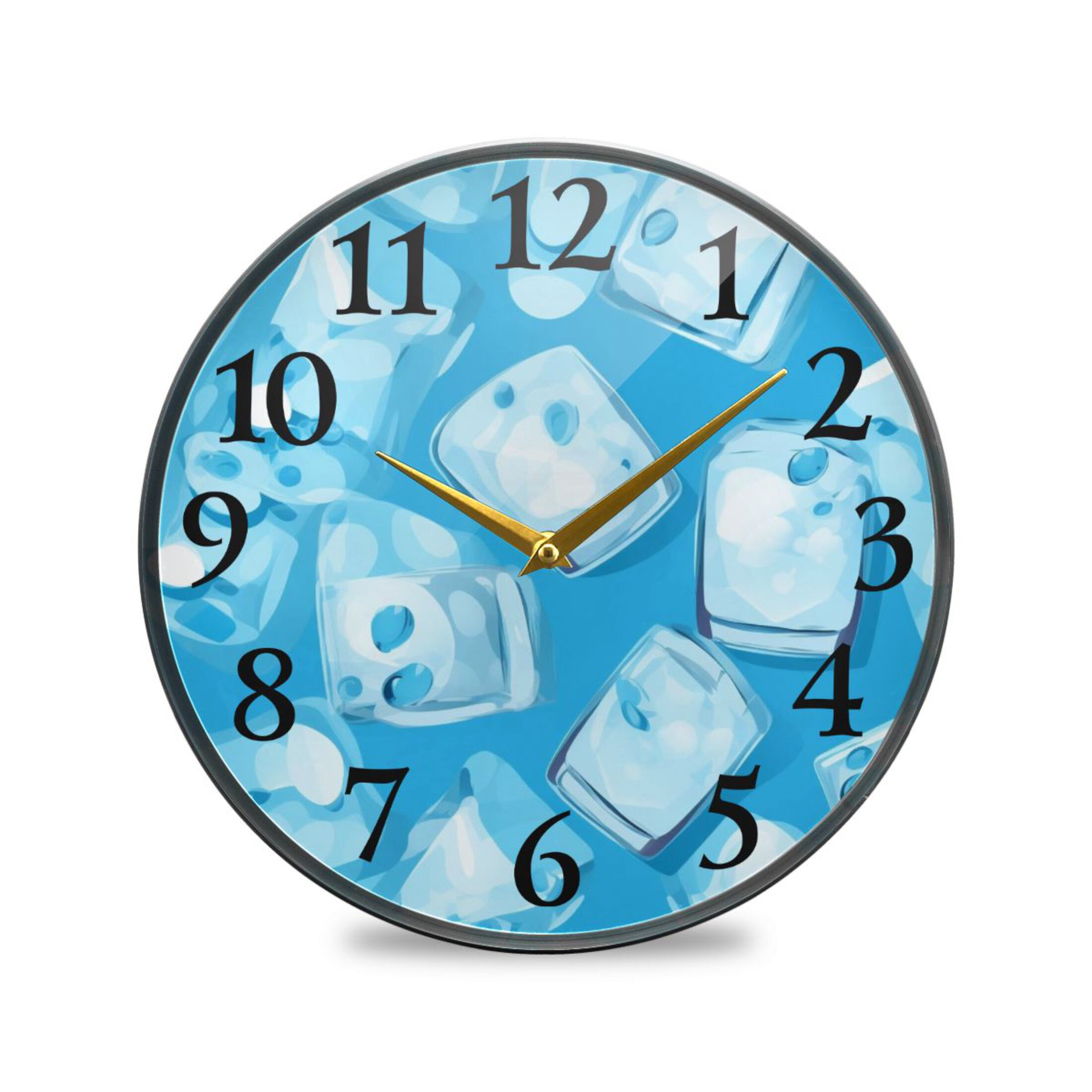 Ice Cubes Wall Clocks Battery Operated 9.5 Inch Round Clock Acrylic ...