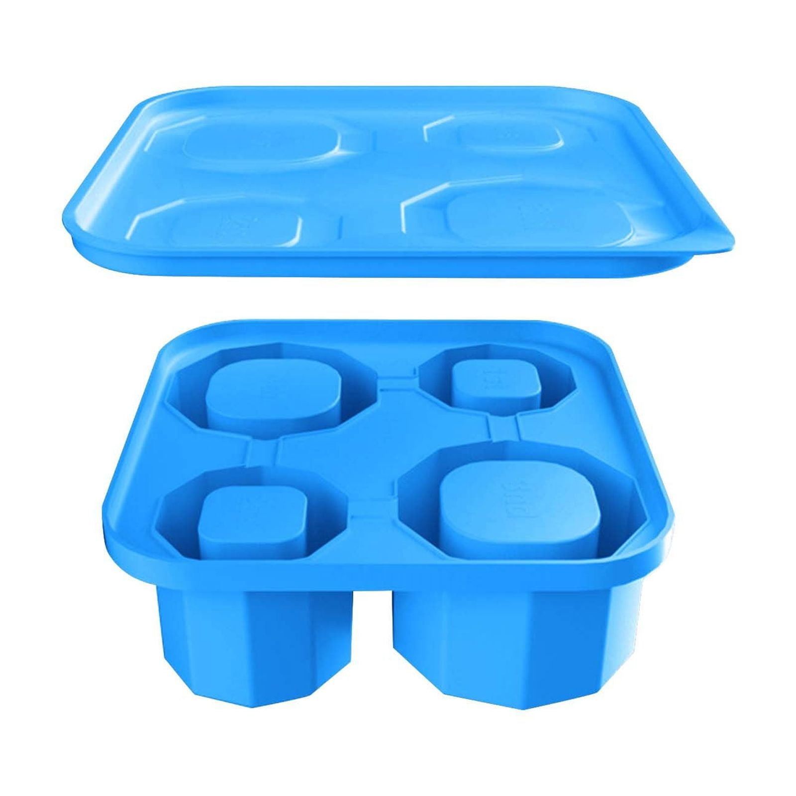 Ice Cubes for Water Bottle 4 Grid Silicone Ice Cube Maker With Lid ...