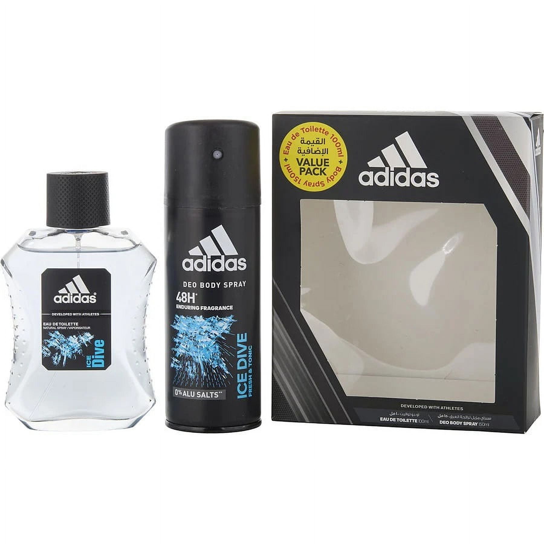 Ice Dive by Adidas 2pc Gift Set 3.4 oz EDT + 5 oz Deodorant Body Spray ...