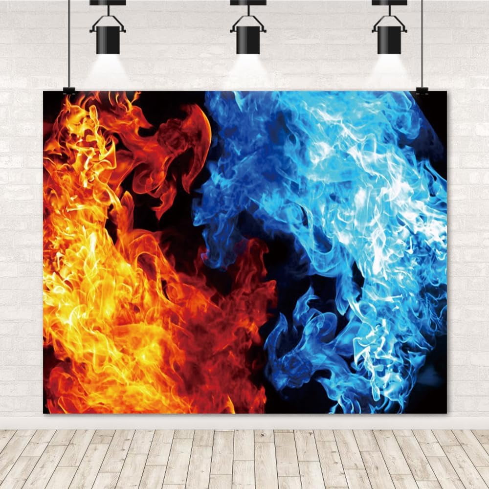 Ice and Fire Backdrop Blue Water Red Flame Mix Artistic Photography ...