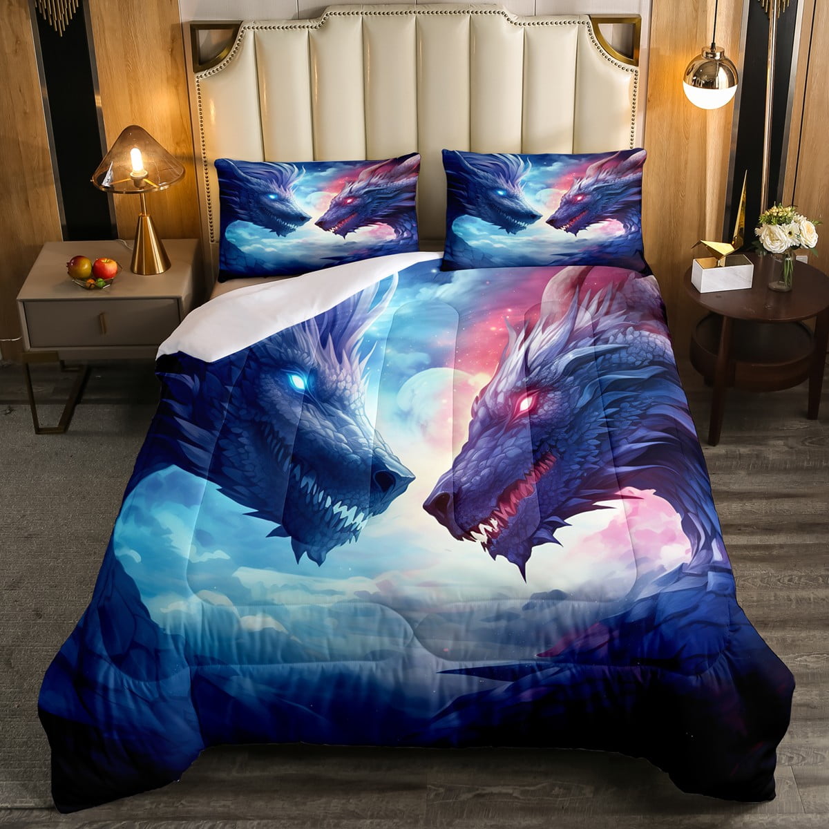 Ice and Fire Dragon Comforter Set Historical Eastern Dragon Print ...