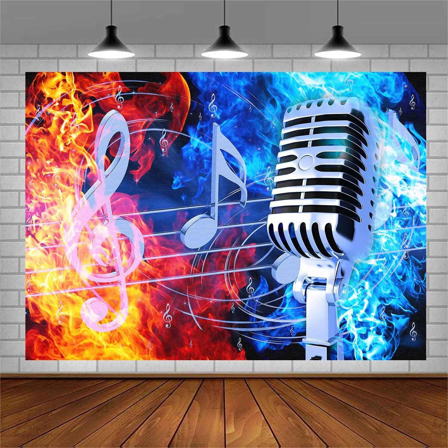 Ice Fire Microphone Backdrop Crazy Dream Rock Music Symbol Photography ...