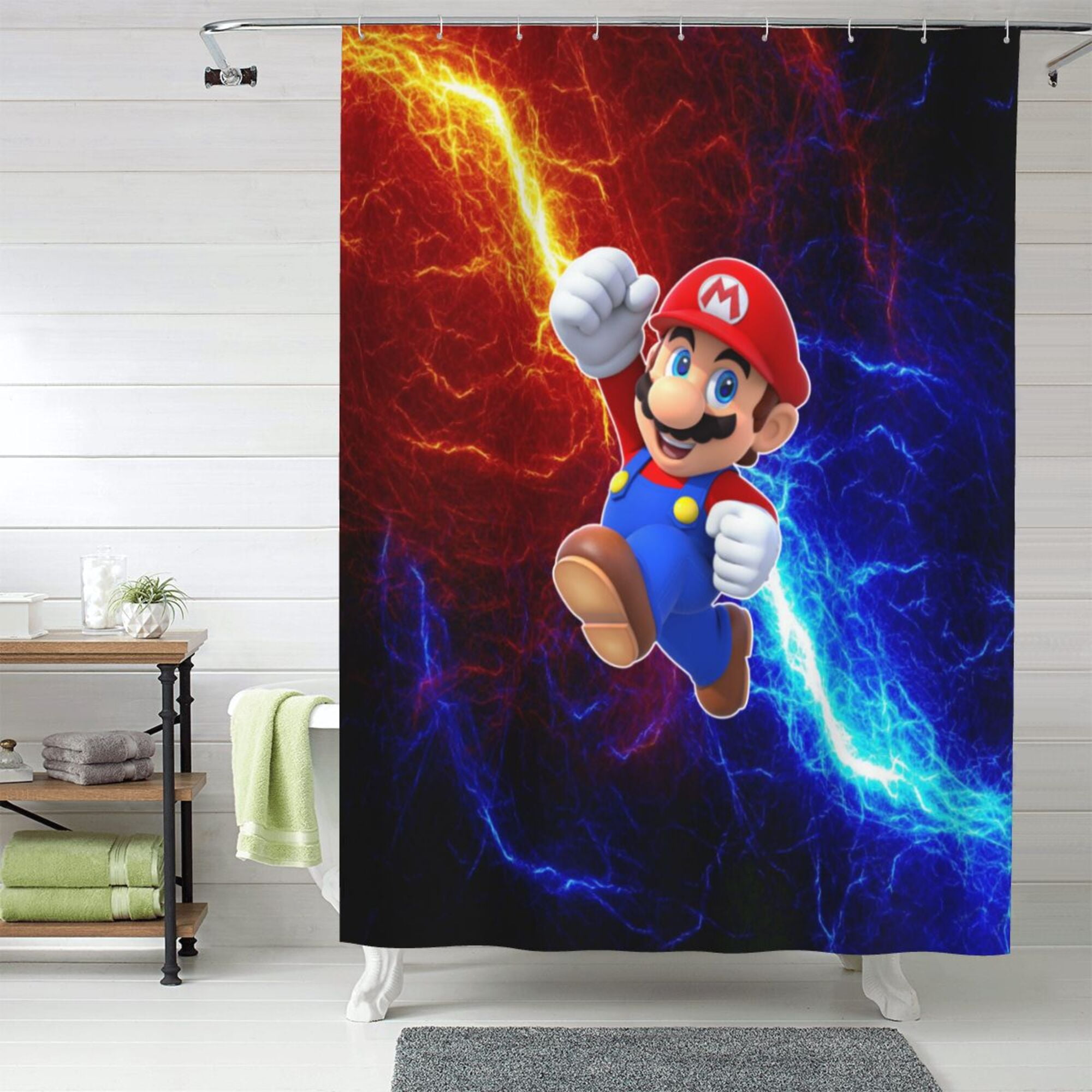Ice and Fire Super Mario Shower Curtain, 60 x 72 inch Waterproof Fabric ...