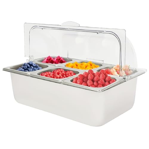Ice Food Serving Display Container 6 Pans Stainless Steel Countertop ...