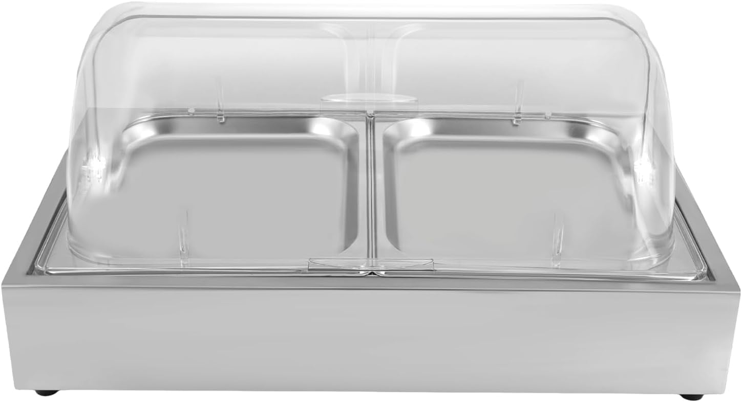 Ice Food Serving Display Tray with Clear Roll Top Cover 3L Countertop ...