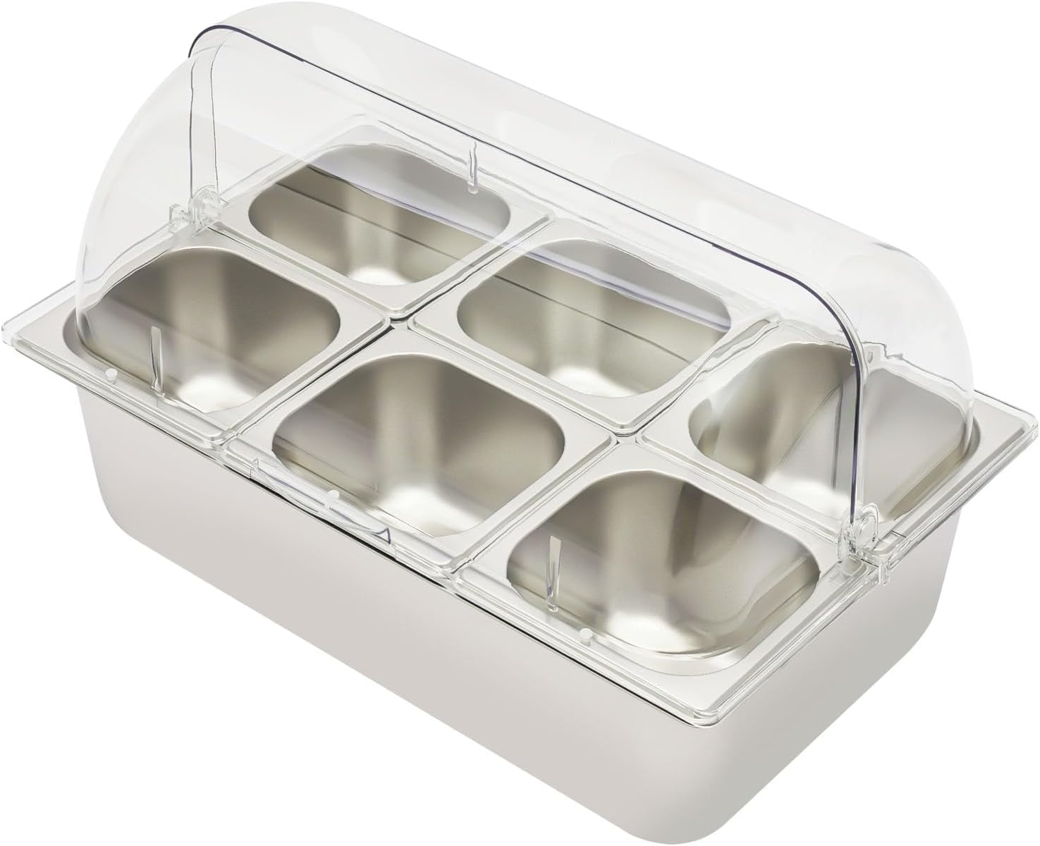 Ice Food Serving Display Tray with Clear Roll Top Cover Buffet Cold ...
