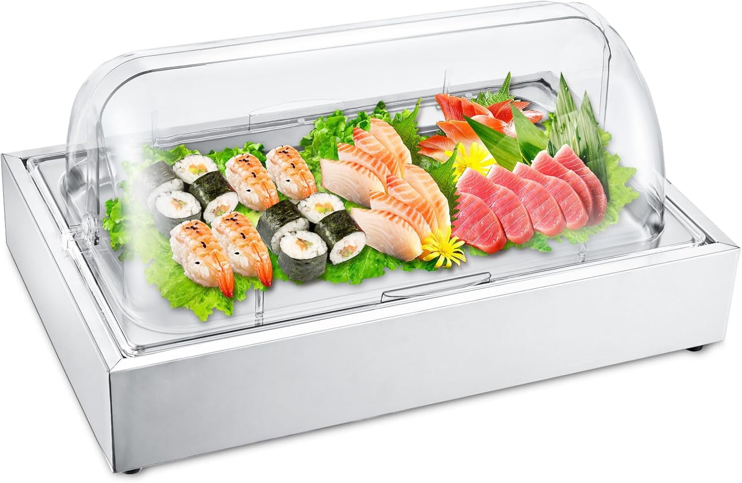 Ice Food Serving Display Tray, Cold Serving Plate with Clear Roll Top ...