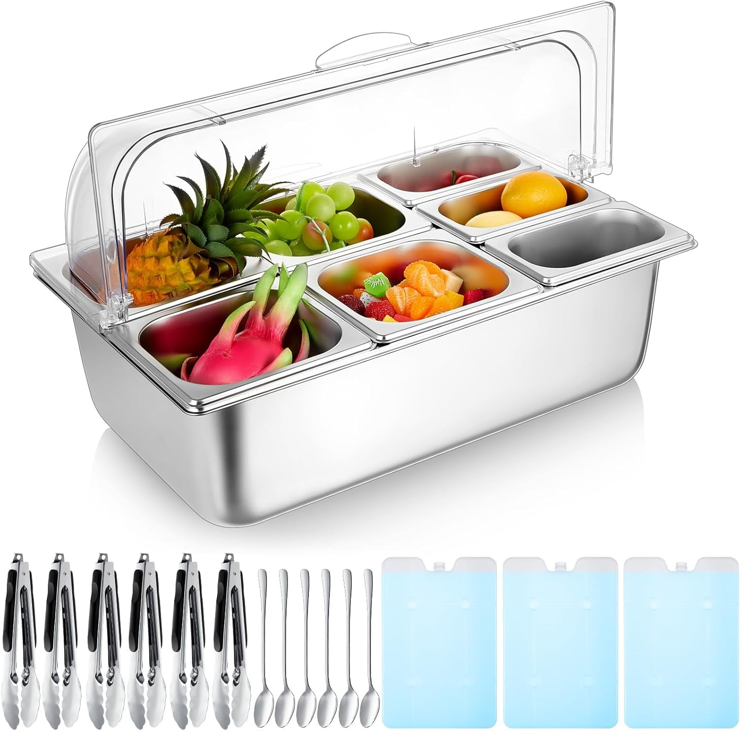 Ice Food Spice Serving Display Countertop Chilled Condiment Container ...