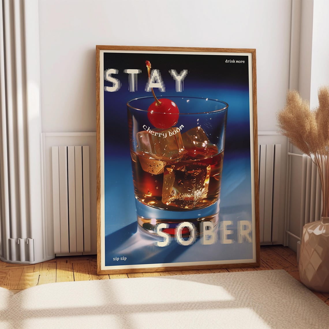 Ice Glass Photography Wall Artcherry Cocktail Posterstay Sober Ironic ...