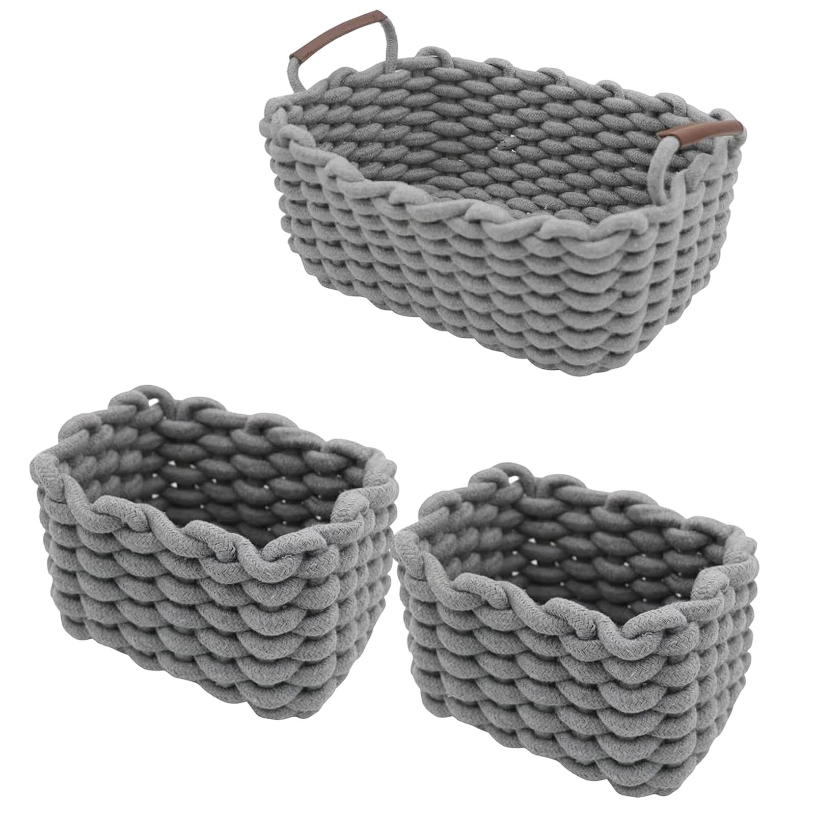 Ice Grey Cotton Rope Storage Organizer Natural Rectangular Decorative ...