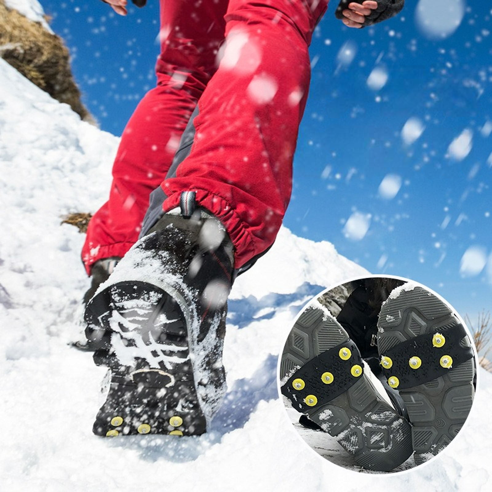 Ice Grip for Shoes, Snow Grippers, Anti-Slip 5-Teeth Ice Cleats Ice ...