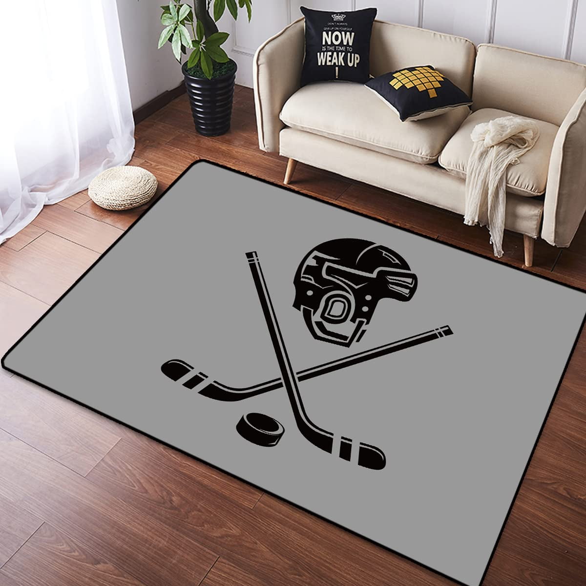 Ice Hockey Area Rug Home Plush Non Slip Ice Hockey Sport Carpet for ...