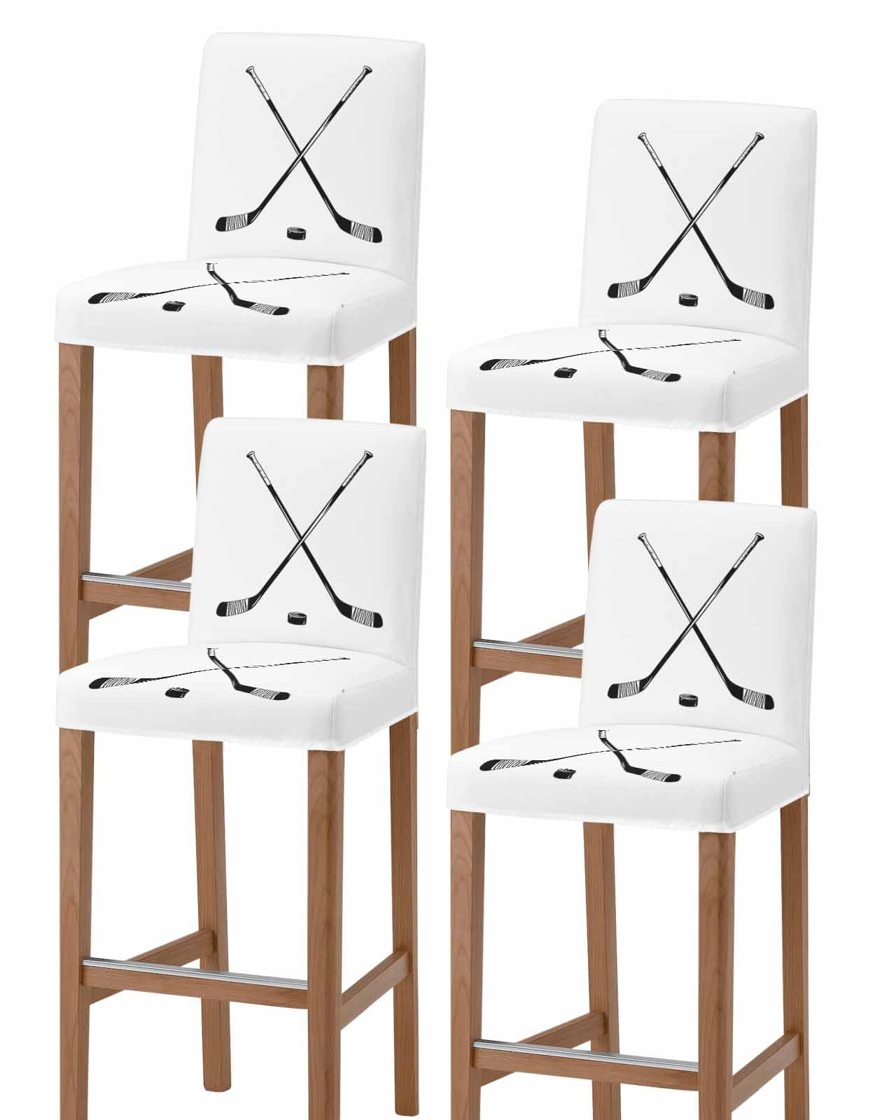 Ice Hockey Bar Stool Covers Set of 4, Modern Minimalist Ball Sports ...