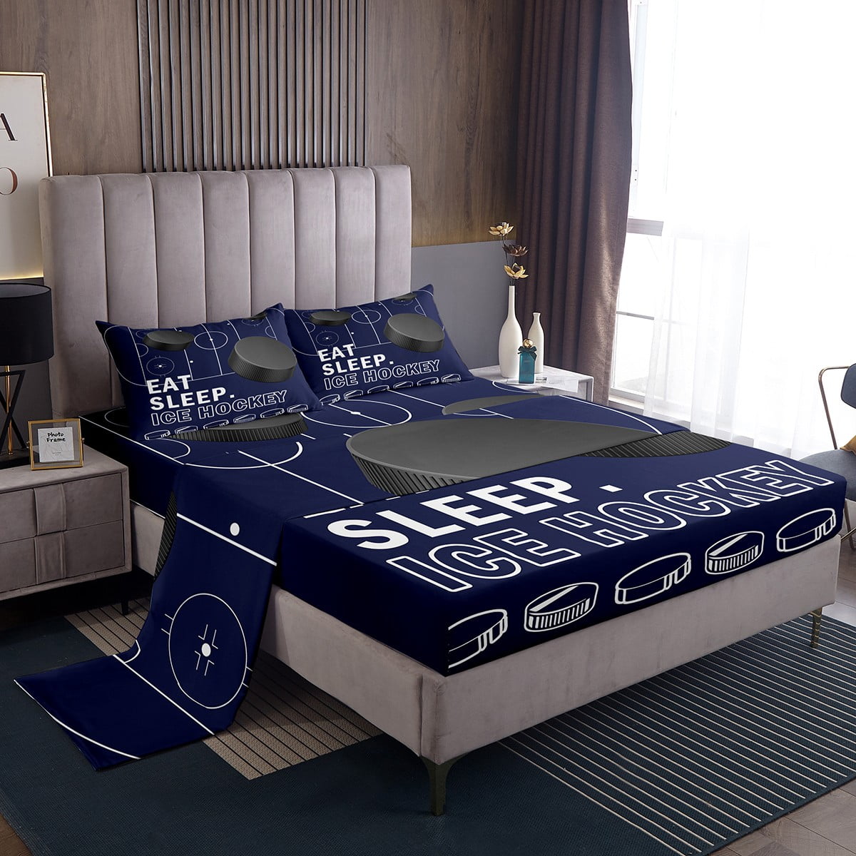 Ice Hockey Bed Sheets Sports Sheets Ice Hockey Game Themed Sheet Set ...