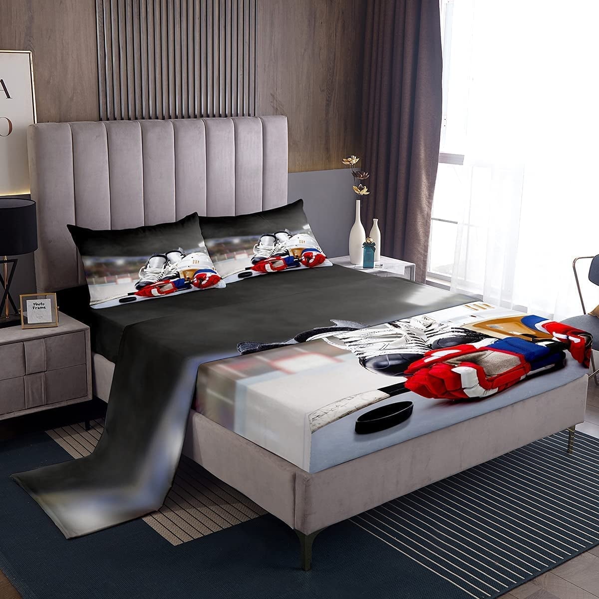 Ice Hockey Bed Sheets Twin Size Hockey Player Sheet Set 3 Piece Super ...