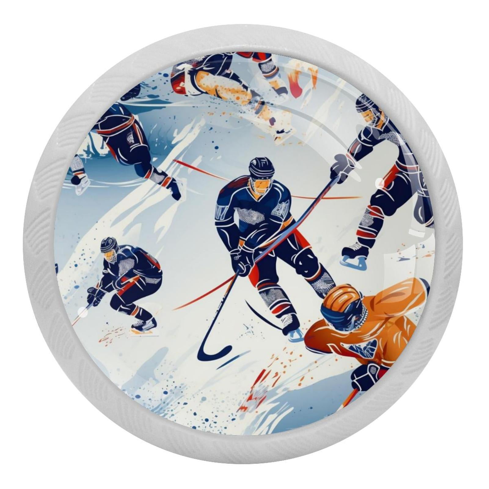 Ice Hockey Fluorescent Drawer Pulls with Screws - Round 4-Pack, Glow-in ...