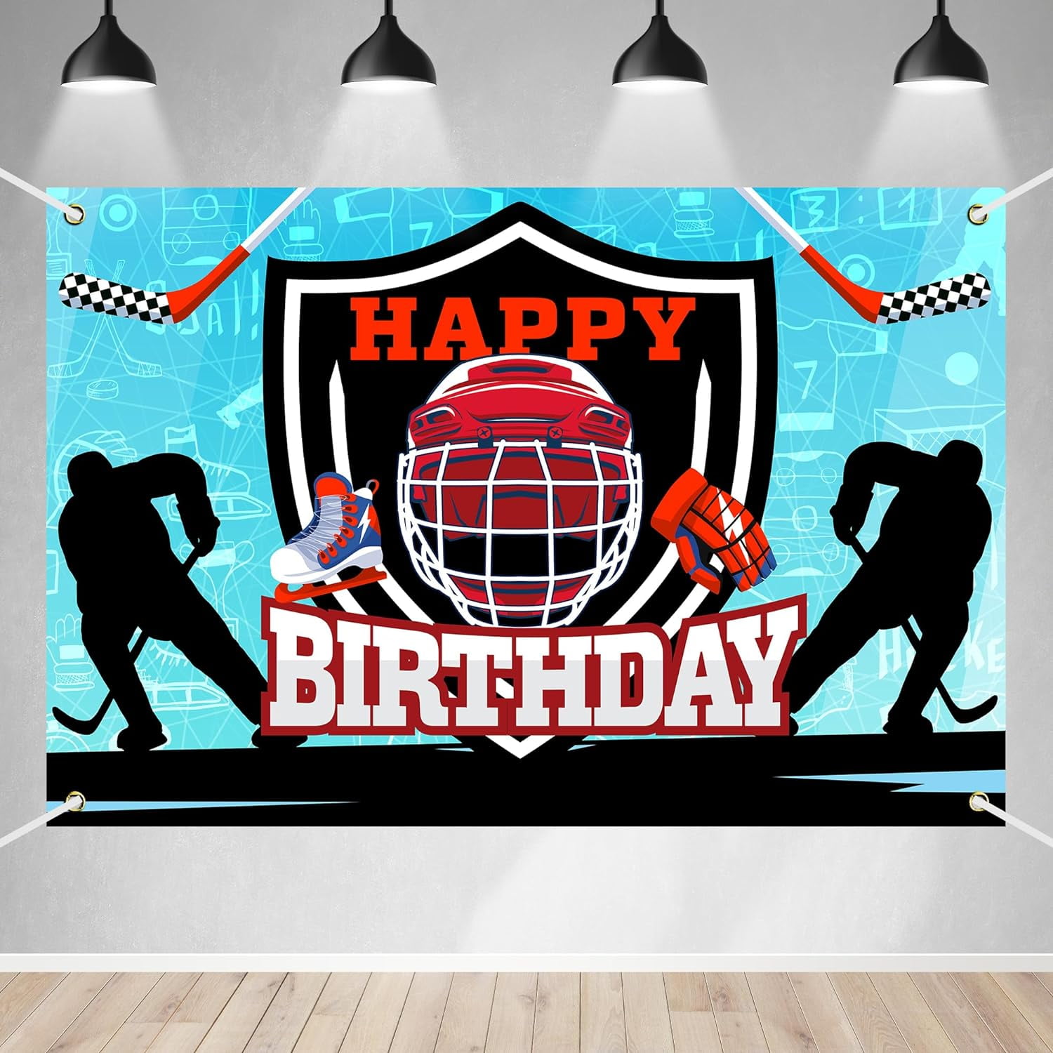 Ice Hockey Happy Birthday Backdrop Banner Game Time Rink Game Sports ...