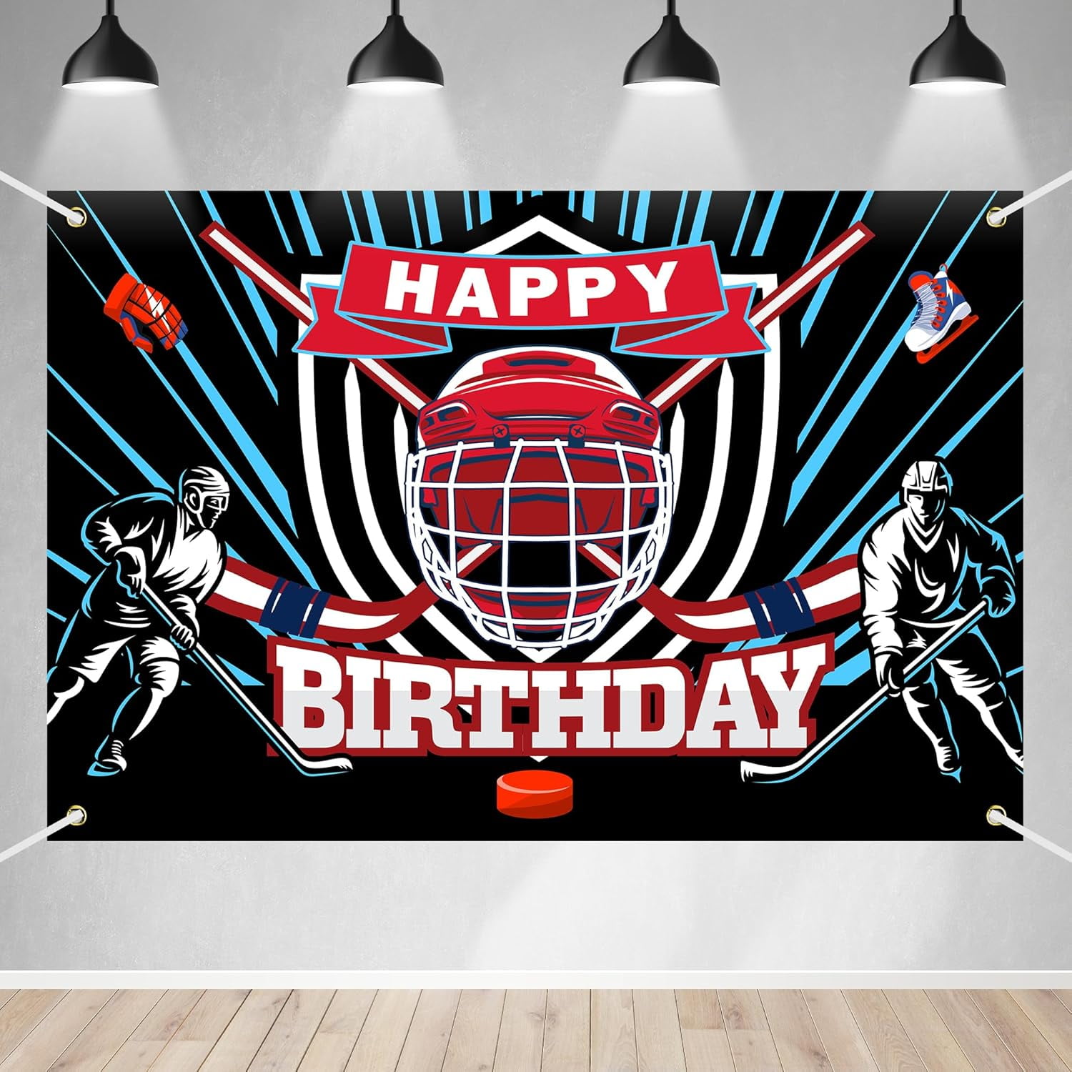 Ice Hockey Happy Birthday Backdrop Banner Ice Hockey Rink Game Sports ...