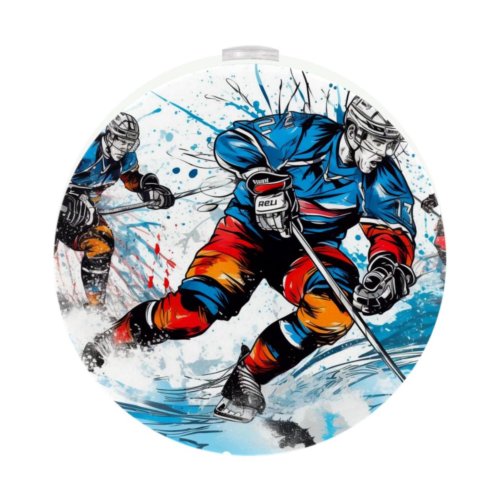 Ice Hockey LED Round Night Light - 2 Pack, Plug-in Motion Sensor Wall ...