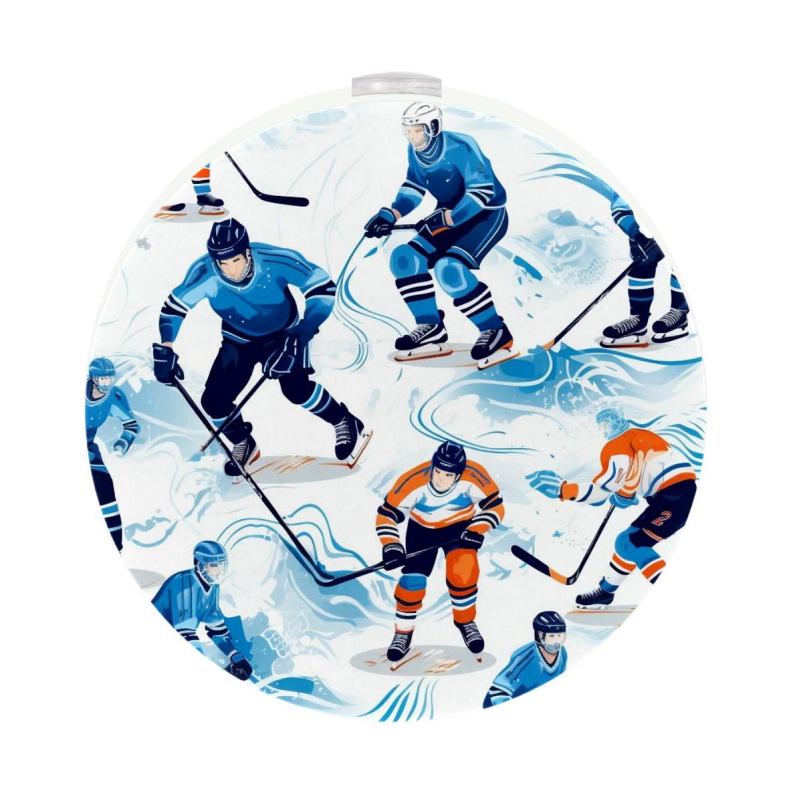 Ice Hockey LED Round Night Light - 2 Pack, Plug-in Motion Sensor Wall ...