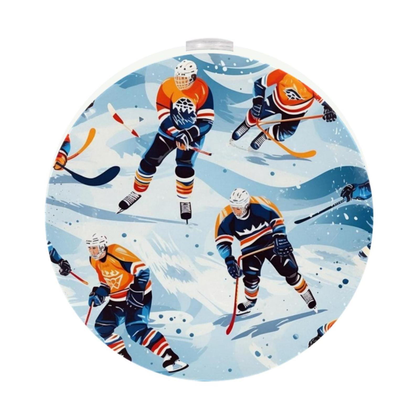 Ice Hockey LED Round Night Light-2PCS, Energy Efficient Plug-in Bedroom ...