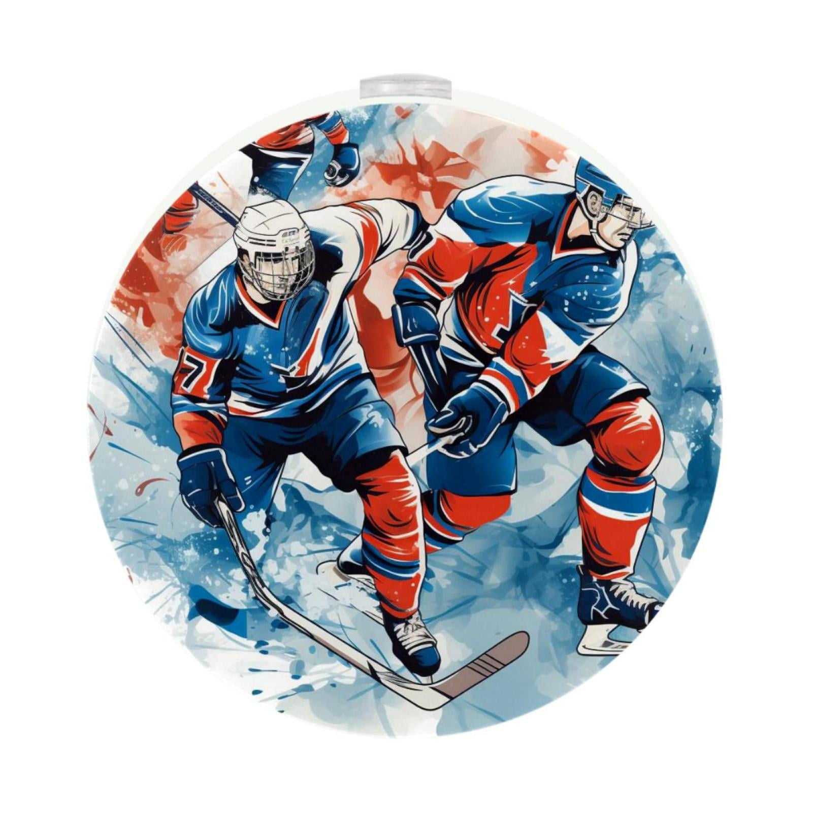 Ice Hockey LED Round Night Light-2PCS, Energy Efficient Plug-in Bedroom ...