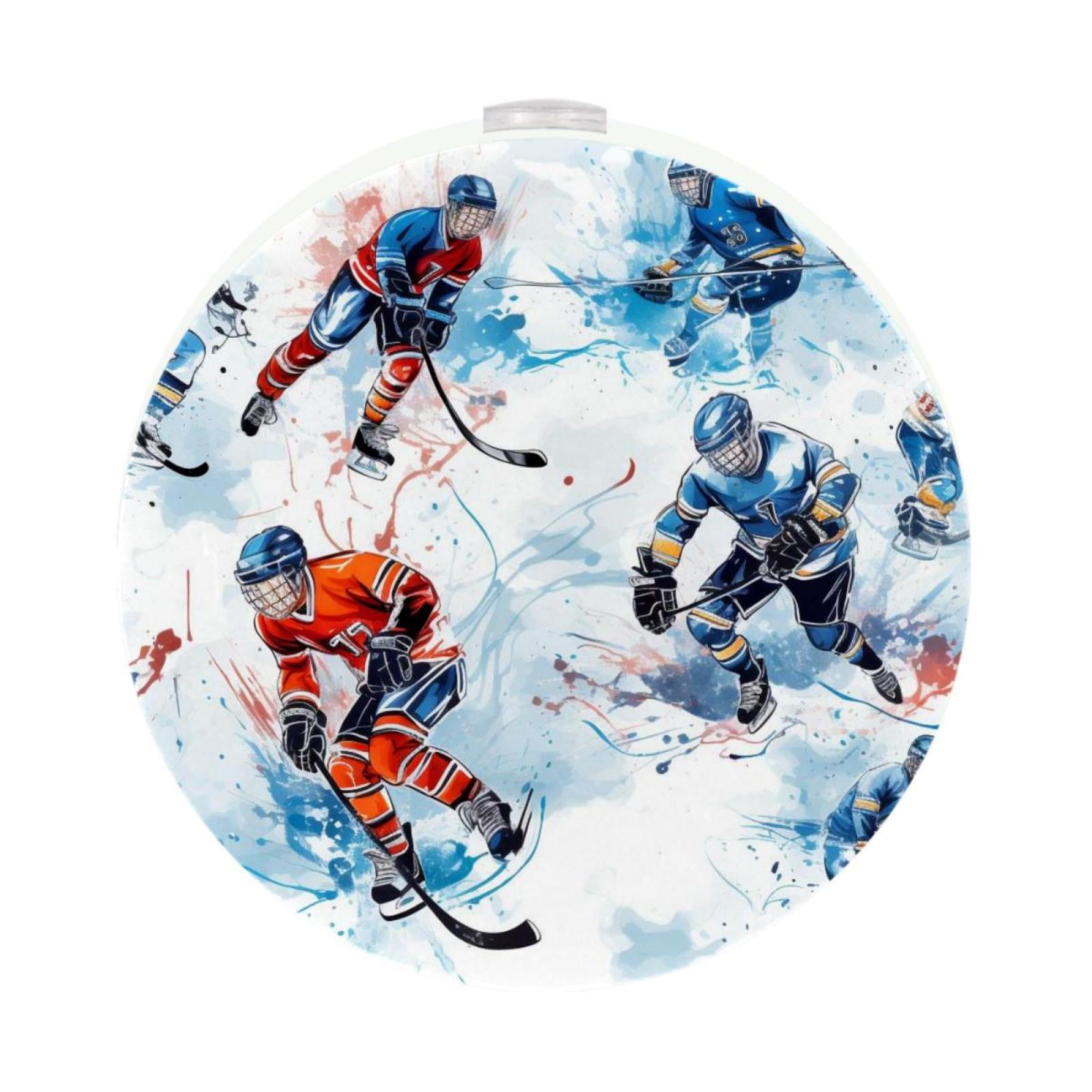 Ice Hockey LED Round Night Light-2PCS for Nursery and Bedroom, Plug-in ...