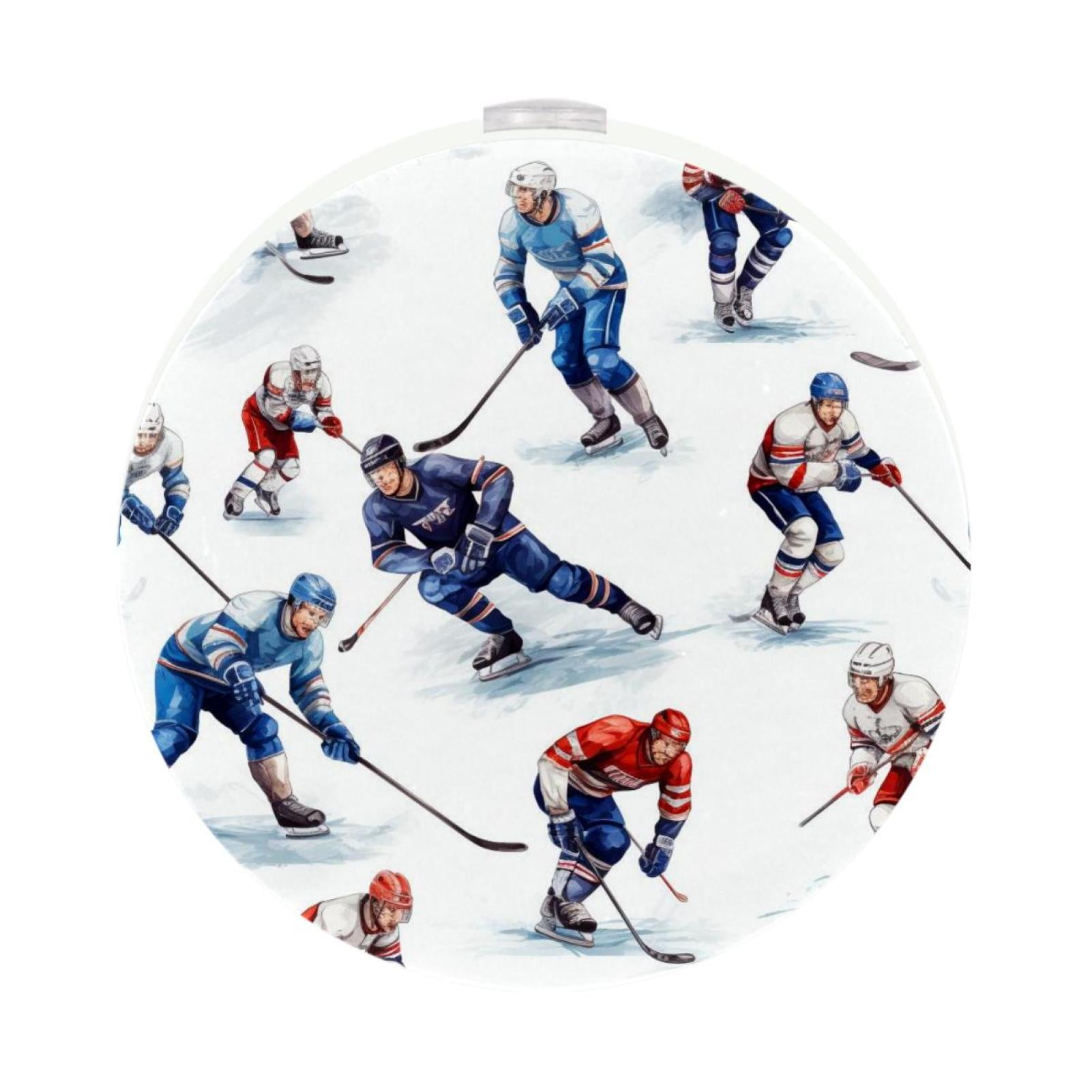 Ice Hockey LED Round Night Light-2PCS, Plug-in Dusk to Dawn Sensor Wall ...