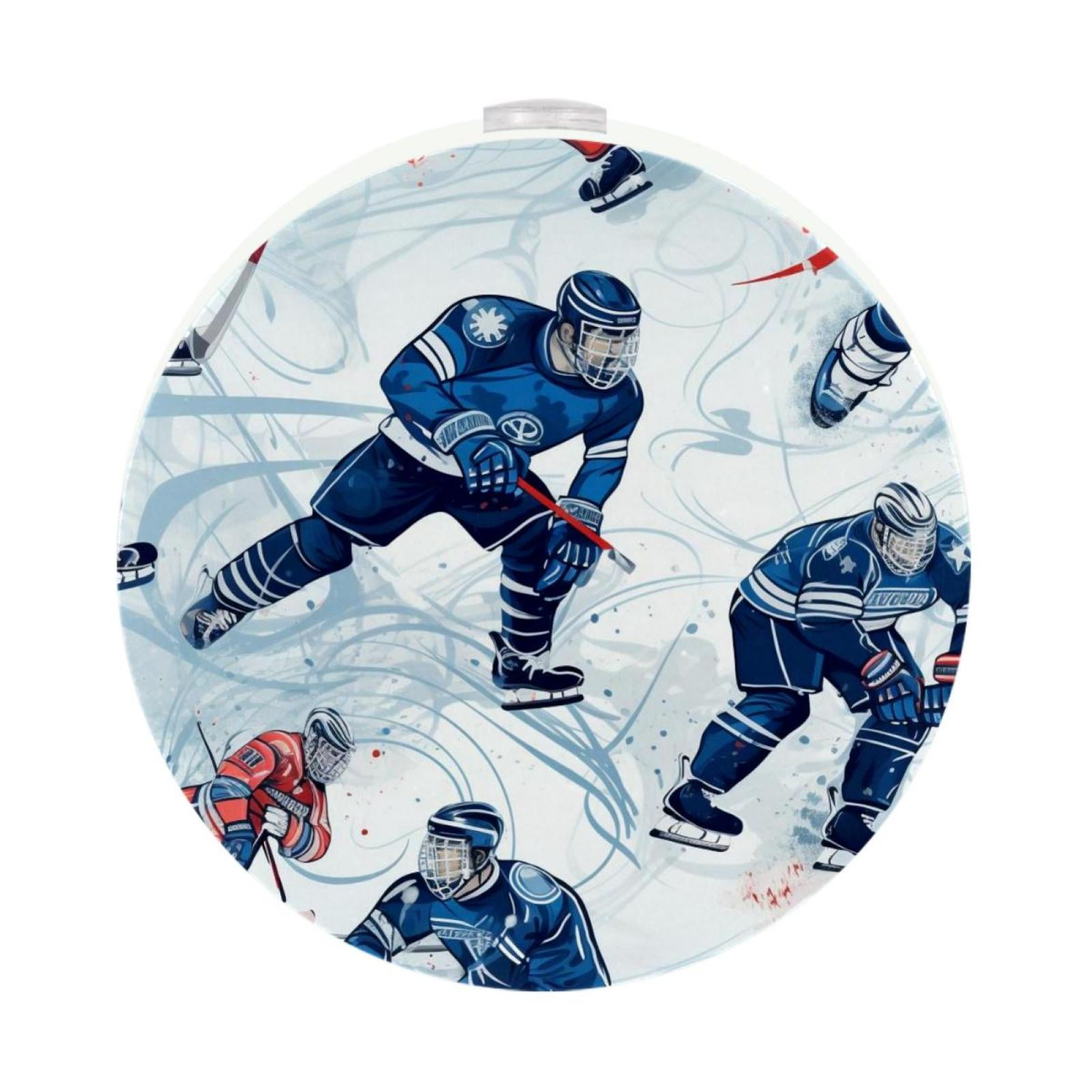 Ice Hockey LED Round Night Light-2PCS, Plug-in Dusk to Dawn Sensor Wall ...