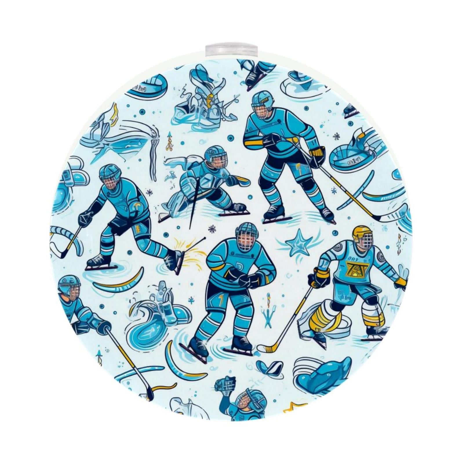 Ice Hockey LED Round Night Light-2PCS, Plug-in Dusk to Dawn Sensor Wall ...