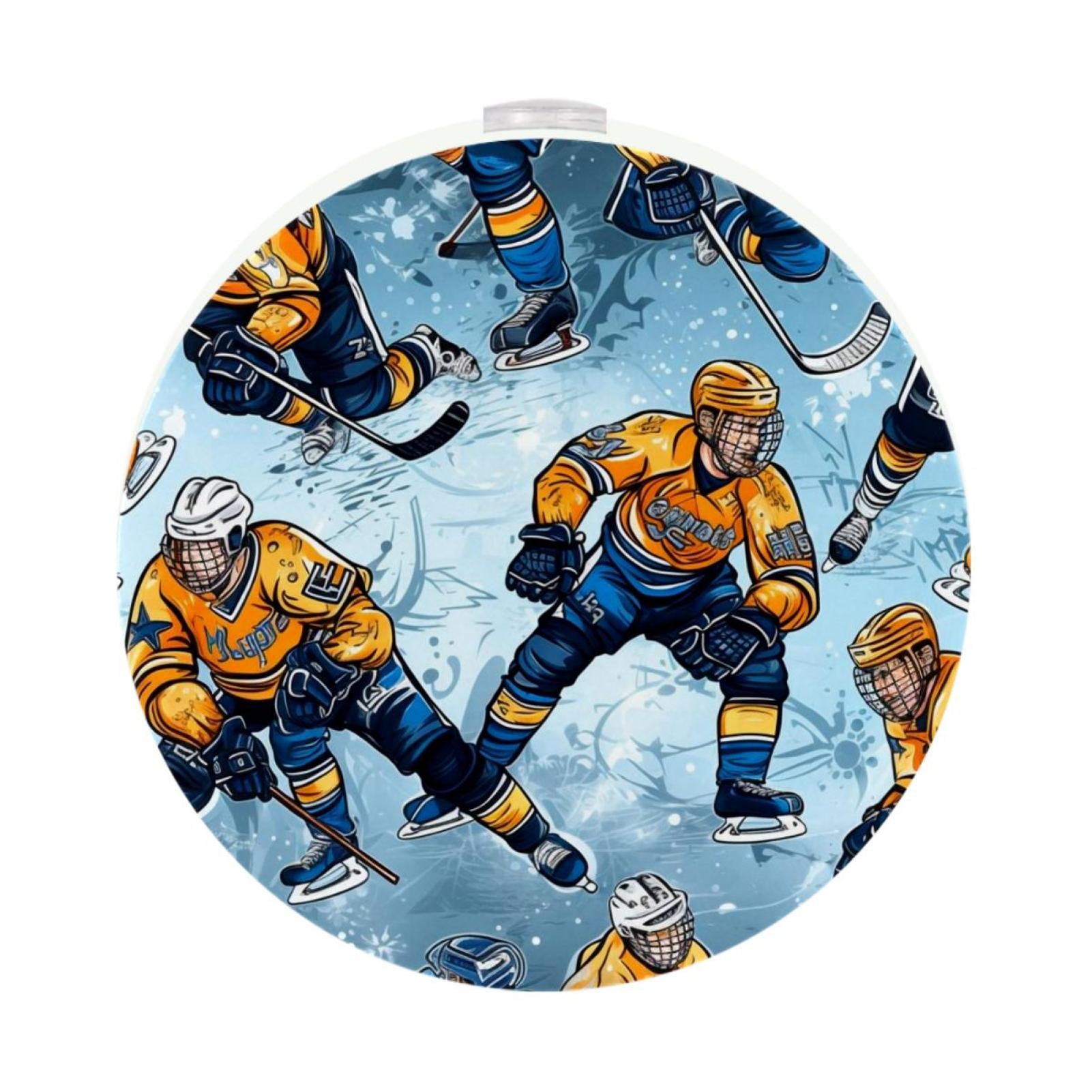 Ice Hockey LED Round Night Light-2PCS, Plug-in Dusk-to-Dawn Auto Sensor ...