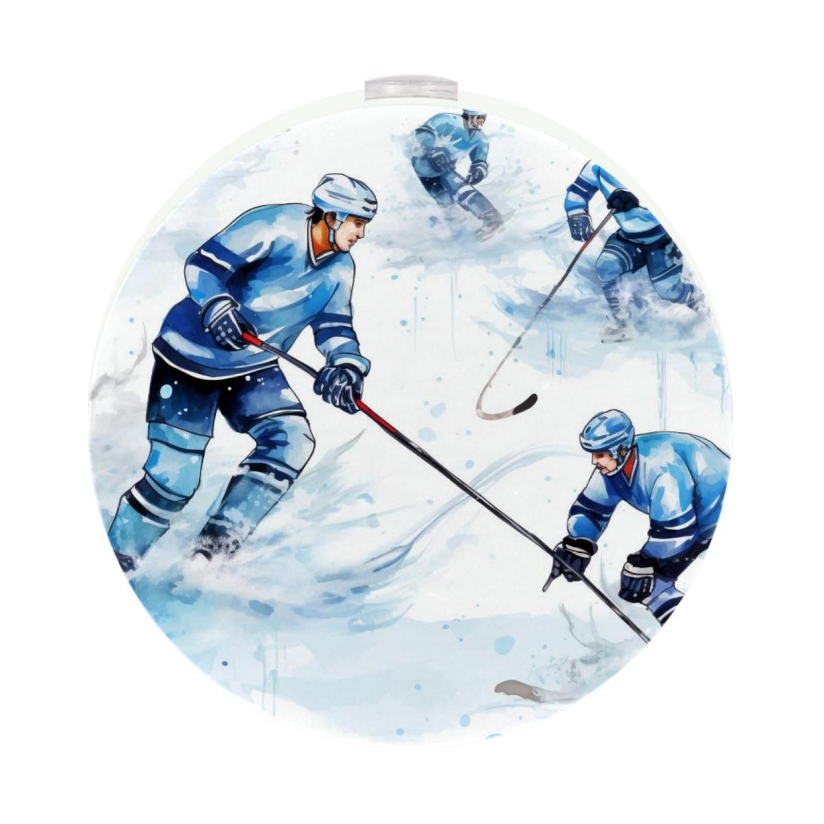 Ice Hockey LED Round Night Light-2PCS, Plug-in Dusk-to-Dawn Auto Sensor ...