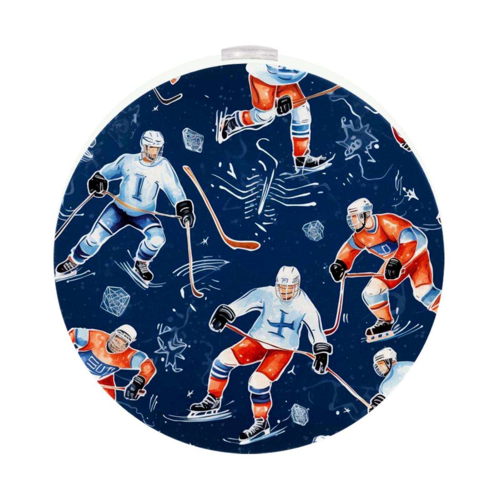 Ice Hockey LED Round Night Light-2PCS, Plug-in Dusk-to-Dawn Auto Sensor ...