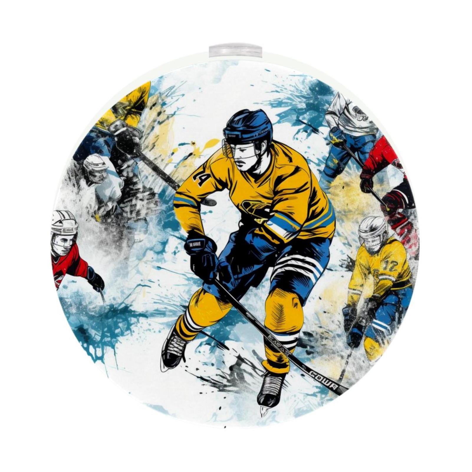 Ice Hockey LED Round Night Light - 2PCS, Plug-in Dusk-to-Dawn Sensor ...