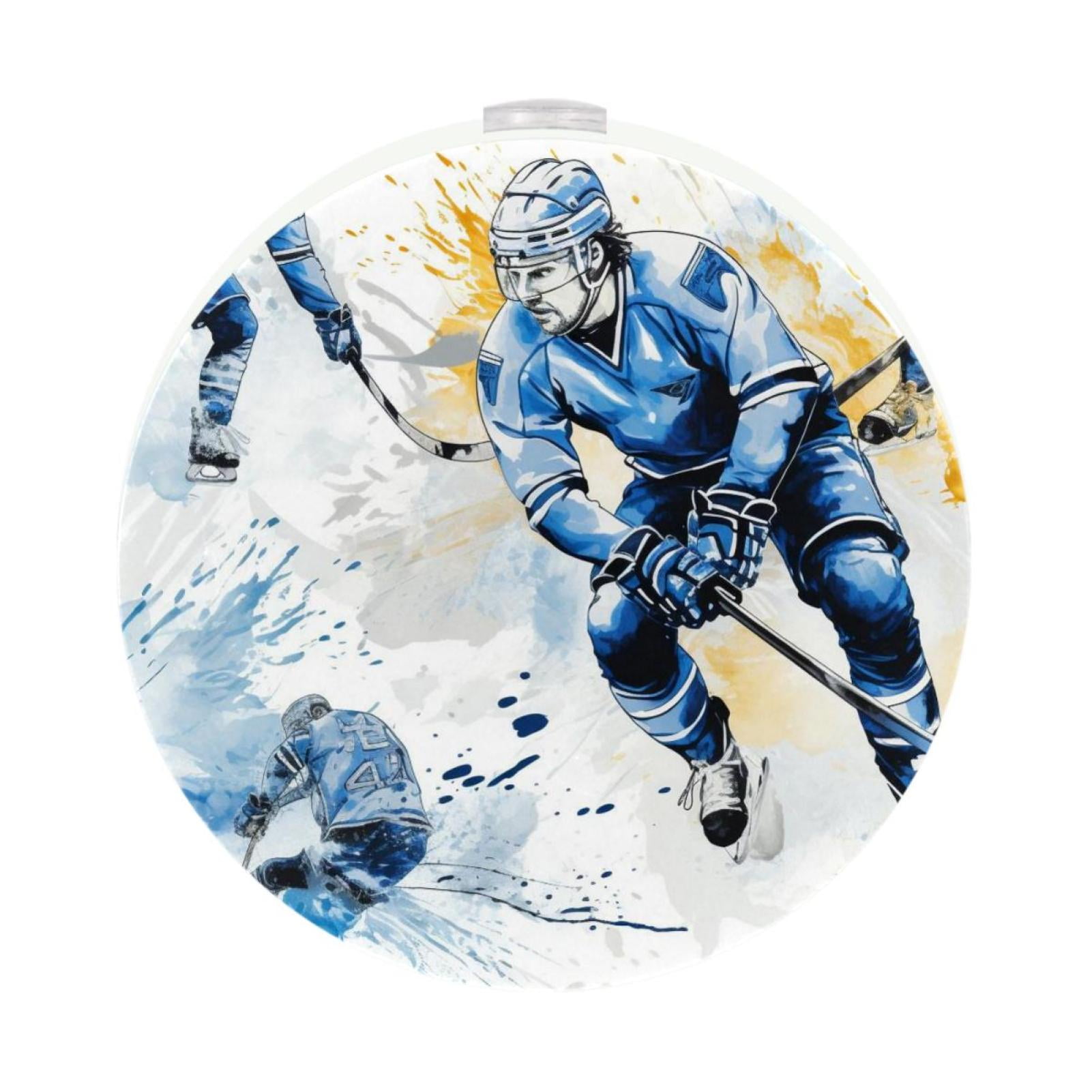 Ice Hockey LED Round Night Light-2PCS, Plug-in Mini Wall Socket Soft ...