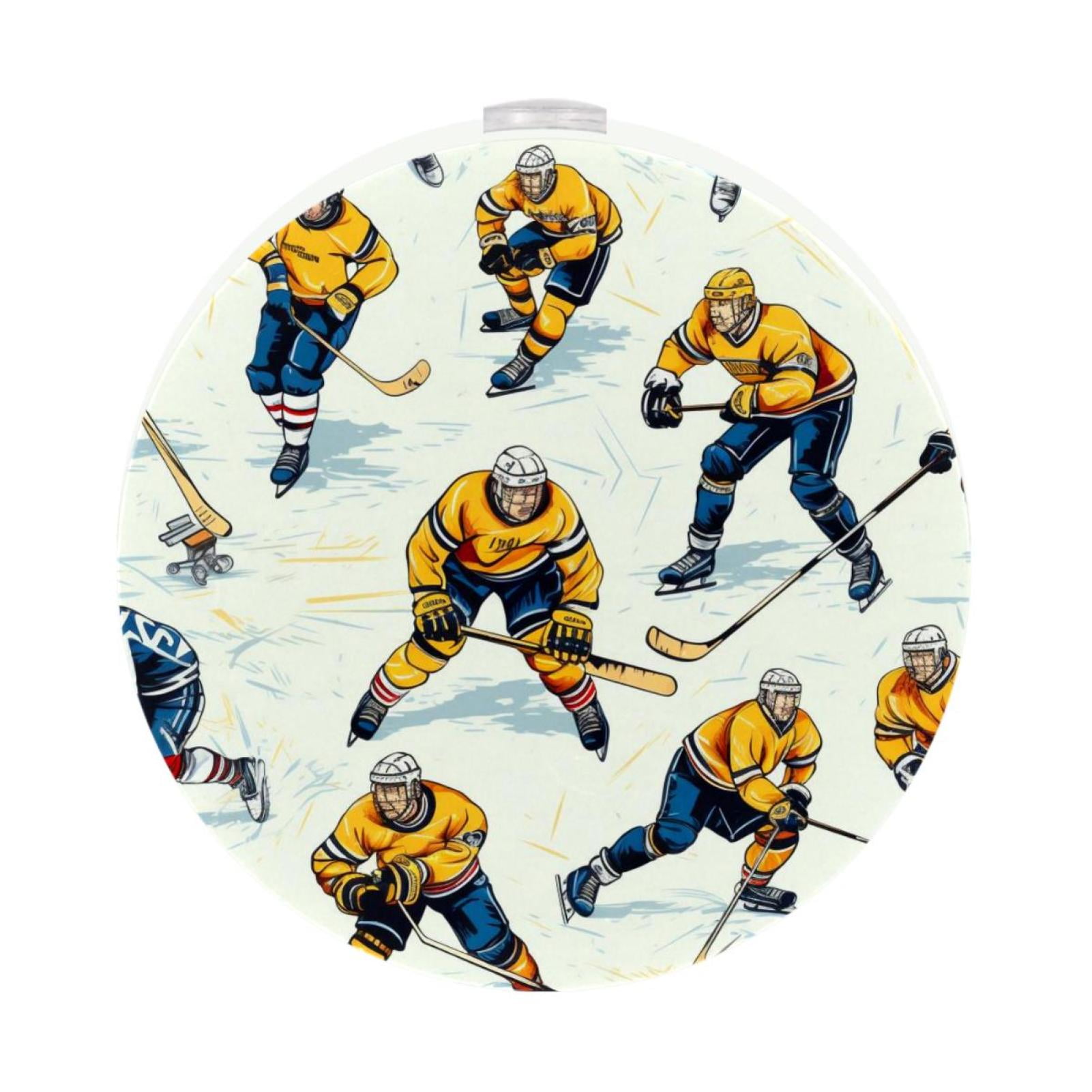 Ice Hockey LED Round Night Light-2PCS, Plug-in Mini Wall Socket Soft ...
