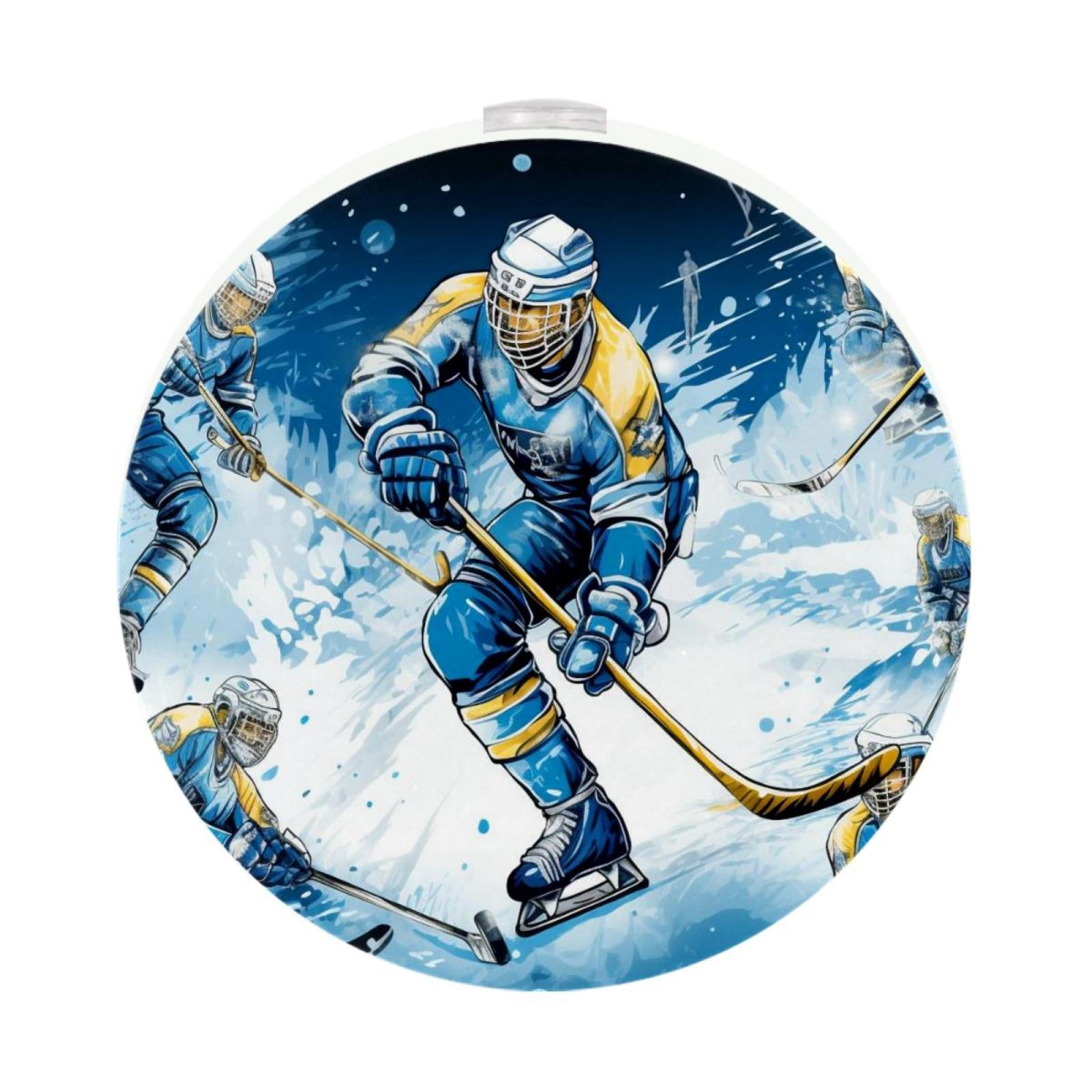 Ice Hockey LED Round Night Light- Set of 2, Portable Rechargeable Mini ...