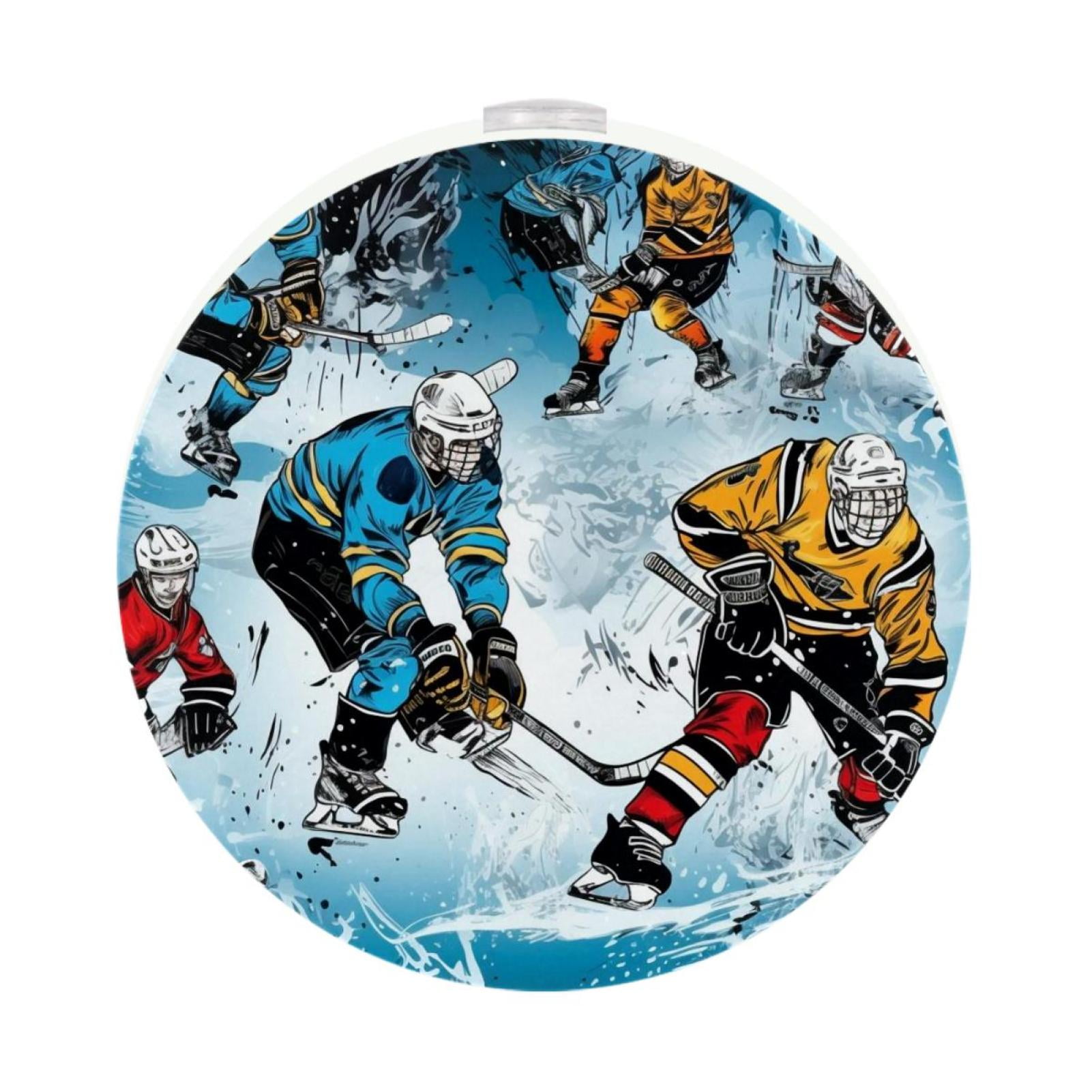 Ice Hockey Led Round Night Light-2pcs Set, Battery Powered Mini ...