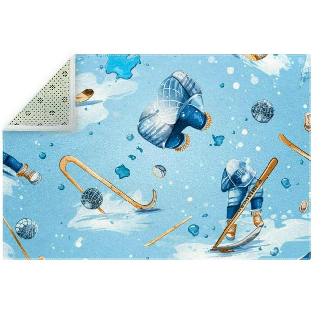 Ice Hockey Office Mat with Right-Angle Design - Polyester Floor Mat for ...