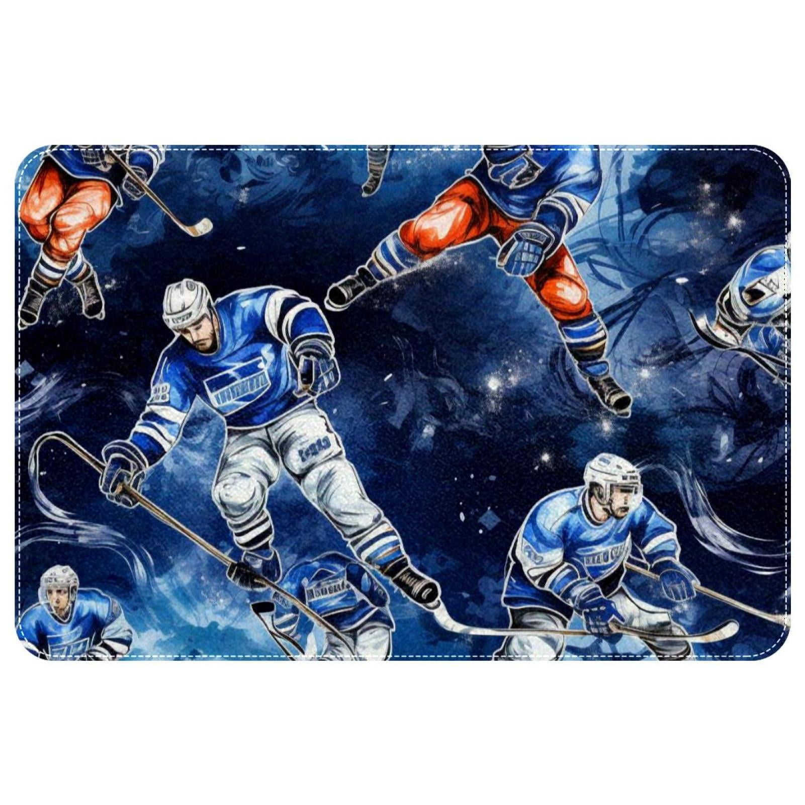 Ice Hockey Polyester Non-Slip Machine Washable Office Rug Door Rug ...