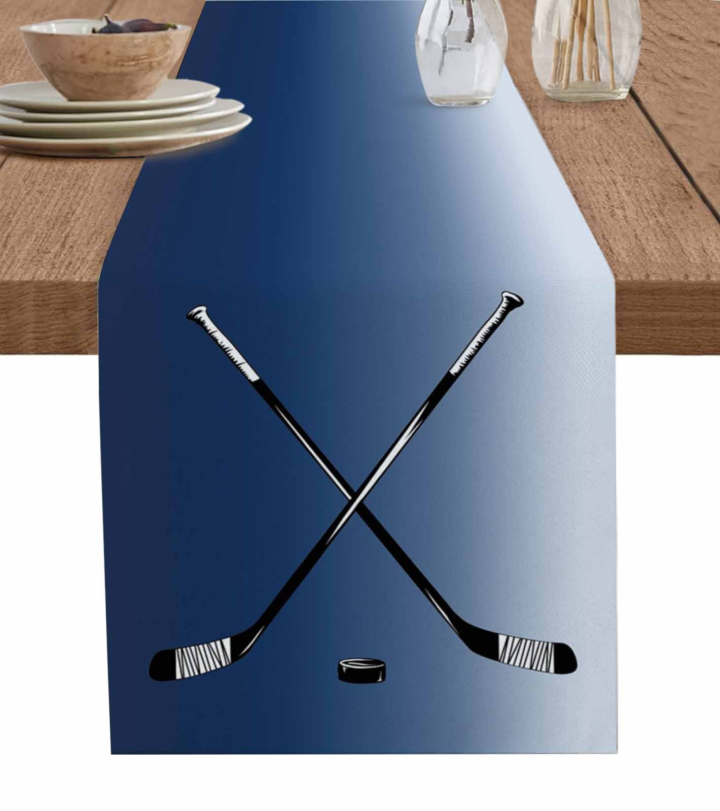 Ice Hockey Short Table Runners 36 Inches, Cotton Linen Fabric Table ...
